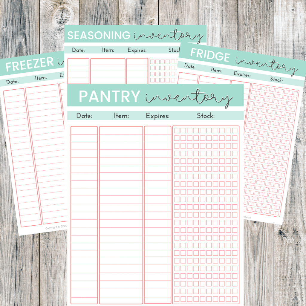 Food Inventory Printables: Pantry, Fridge, Freezer & Seasonsing ...