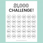 $1,000 Challenge Printable! – Freedom In A Budget