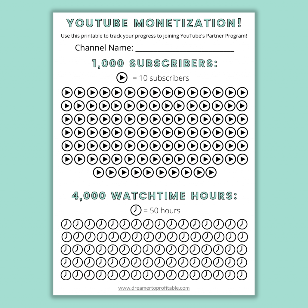 YouTube Monetization Tracker Printable – Freedom In A Budget