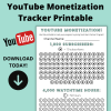 YouTube Monetization Tracker Printable – Freedom In A Budget