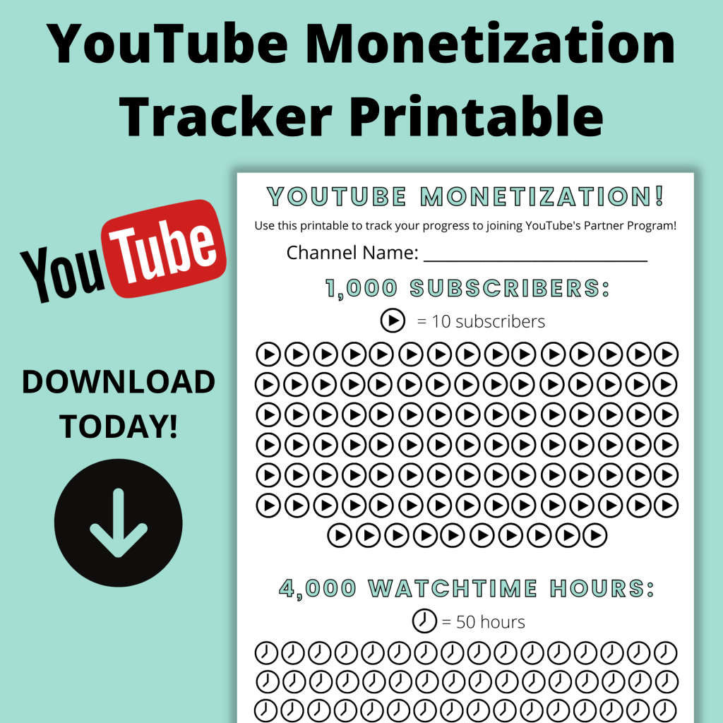YouTube Monetization Tracker Printable – Freedom In A Budget
