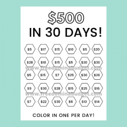 $500 in 30 Days Savings Challenge Printable! – Freedom In A Budget