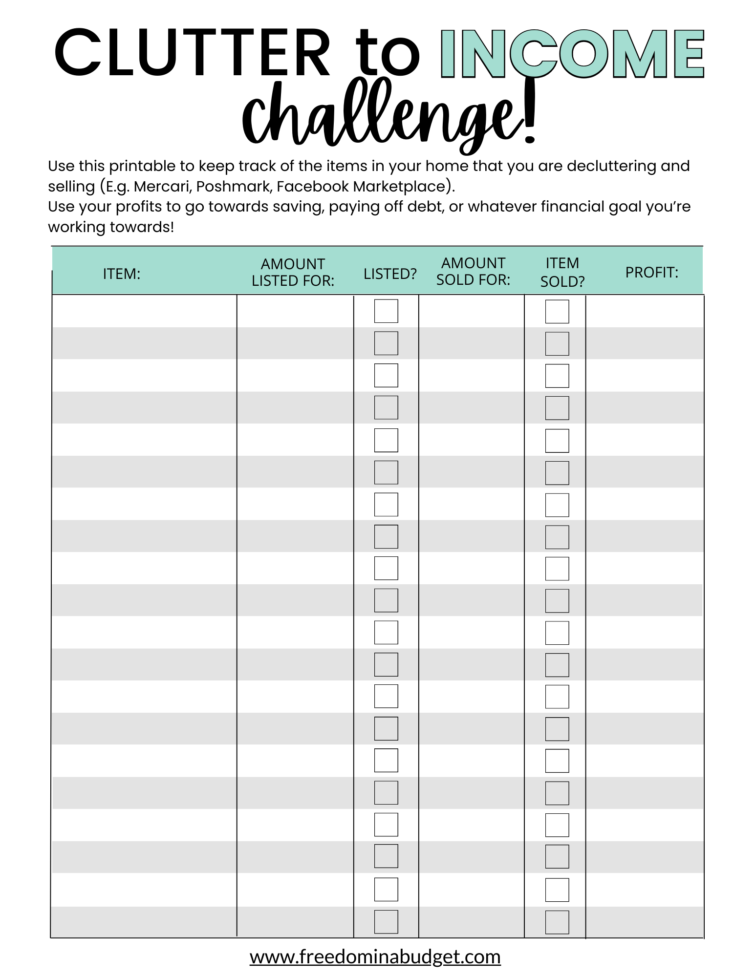 Save $1,000 in 30 Days Savings Challenge [FREE PRINTABLE] – Freedom In ...